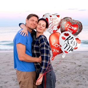 24 Pieces Valentines Day Balloons I Love You Foil Balloon Kiss Me Heart Decorations Anniversary Romantic 18 Inch Balloon for Valentines Sweetest Day Wedding Supplies