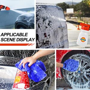 Lezcufer Car Wash Foam Gun, Adjustable Hose Wash Sprayer with Ratio Dial Foam Blaster,with Nozzle, Wash Mitt &Towel,Foam Cannon for Car Cleaning and Garden Use with Quick Connector to Any Garden Hose