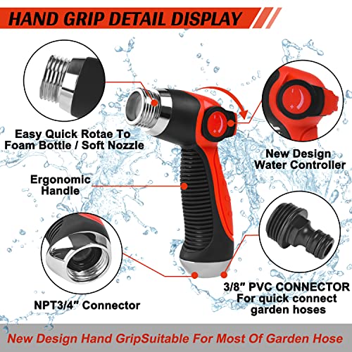 Lezcufer Car Wash Foam Gun, Adjustable Hose Wash Sprayer with Ratio Dial Foam Blaster,with Nozzle, Wash Mitt &Towel,Foam Cannon for Car Cleaning and Garden Use with Quick Connector to Any Garden Hose