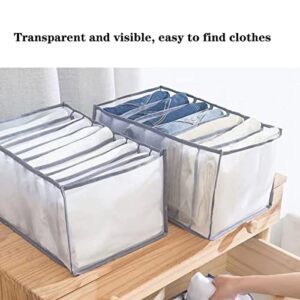 3 Pcs 7 Grids Washable Wardrobe Clothes Organizer,Jeans Compartment Storage Box, Foldable Closet Drawer Organizer Clothes Drawer Mesh ，and 9 Grids Shirts, T-shirts Grid (2 pcs Jeans Grid+Leggings Grid)