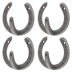 happyyami coat hooks 4pcs vintage wall hanger cast iron horseshoe hooks heavy duty clothes hanger for hanging coat hat key towel