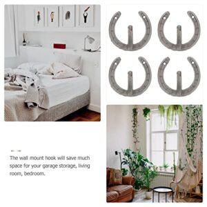 Happyyami Coat Hooks 4pcs Vintage Wall Hanger Cast Iron Horseshoe Hooks Heavy Duty Clothes Hanger for Hanging Coat Hat Key Towel