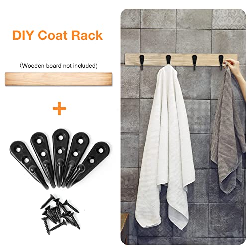 30PCS Black Hooks for Hanging Towel, Wall Mounted Coat Hooks Robe Hook with 60 Screws for Bedroom/Entryway/Closet/Kitchen/Office, Small Heavy Duty Hooks, Hat Cup Mug Hooks, Hooks for Wall DIY Hook