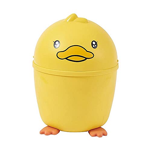 ESD HSDMYSH Countertop Trash Can Cute Yellow Duck Desktop Trash Can TabletopTrash Can Mini Garbage cans for Bedroom Living Room Bathroom Small Wastebasket with Lid