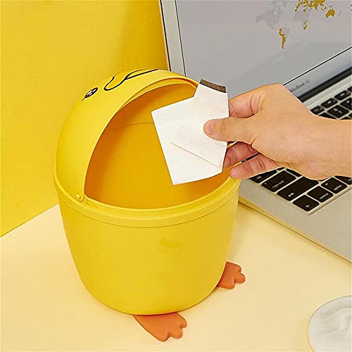 ESD HSDMYSH Countertop Trash Can Cute Yellow Duck Desktop Trash Can TabletopTrash Can Mini Garbage cans for Bedroom Living Room Bathroom Small Wastebasket with Lid