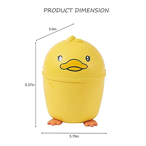 ESD HSDMYSH Countertop Trash Can Cute Yellow Duck Desktop Trash Can TabletopTrash Can Mini Garbage cans for Bedroom Living Room Bathroom Small Wastebasket with Lid