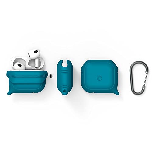 Catalyst Influence Series Waterproof and Drop Proof Case for AirPods 3, with Premium Carabiner, Compatible Wireless Charging, One-Piece Design, Soft-Touch, High Drop Protection - Marine Blue