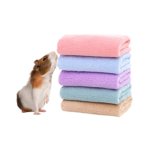 5 Pieces of Guinea Pigs Soft Blankets, Hamster Cotton Cage Liners, Small Animals Bedding Mats Bathe Towels (S)