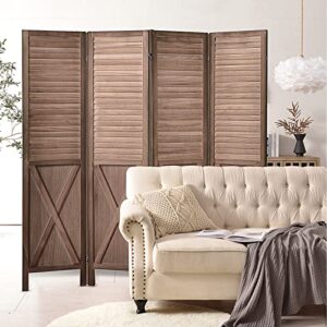 Room Dividers and Folding Privacy Screens Room Divider 5.6 FT Tall, Wood Room Divider Wall Folding Screen,4 Panel Room Divider Wall 16" Wide Panel,Brown