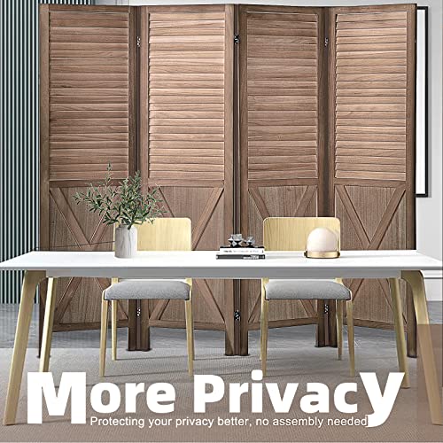 Room Dividers and Folding Privacy Screens Room Divider 5.6 FT Tall, Wood Room Divider Wall Folding Screen,4 Panel Room Divider Wall 16" Wide Panel,Brown