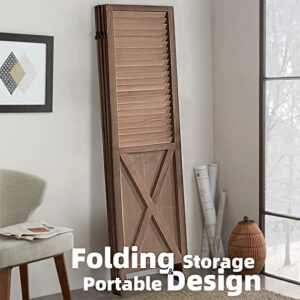 Room Dividers and Folding Privacy Screens Room Divider 5.6 FT Tall, Wood Room Divider Wall Folding Screen,4 Panel Room Divider Wall 16" Wide Panel,Brown