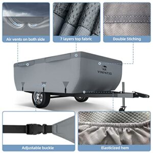 VINPATIO 7 Layers Pop Up Camper Cover, Folding Camper Trailer Cover Fits 12'-14' Trailers, Grey