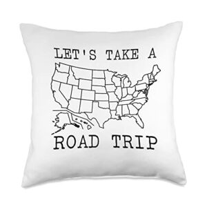 let's take a road funny trip - camping throw pillow, 18x18, multicolor