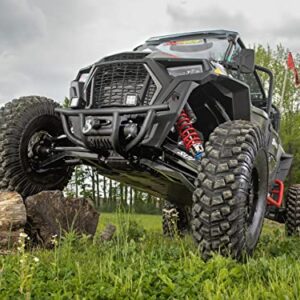 SuperATV Winch-Ready Front Bumper for Polaris RZR XP Turbo S (See Fitment) - Made of Heavy Duty Steel Tubing - 4500 Lb. SuperATV Winch with Synthetic Rope Included - Black, UV Resistant Powder Coating