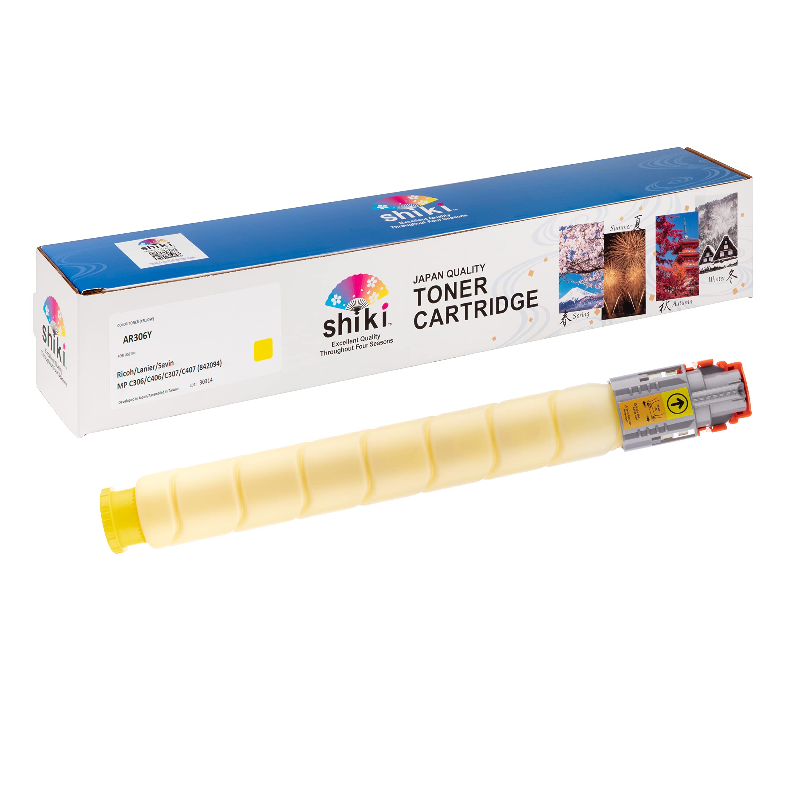 SHIKI Compatible Toner Cartridge Replacement for Ricoh Lanier Savin MP C306 C307 C406 C407 842094 (Yellow, 6000 Pages)