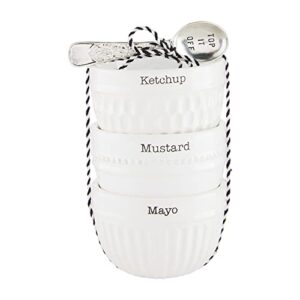 mud pie condiment set, dip 2" x 3" dia | spoon 3 1/2", white