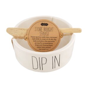 mud pie store bought container dish, white, dip 2" x 4 1/4" dia | spreader 6"