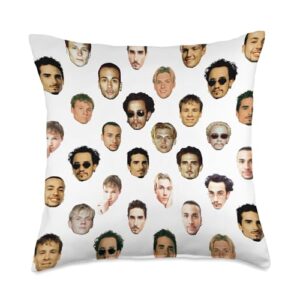 backstreet boys official backstreet boys – repeated faces white throw pillow, 18x18, multicolor