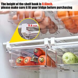 Loobuu 2 Pack Refrigerator Organizer Bins with Handle, Pull Out Fridge Drawer, Fridge Shelf Holder Storage Box, Refrigerator Storage Container with 2 Divided Sections, Fit for 0.6'' Fridge Shelf