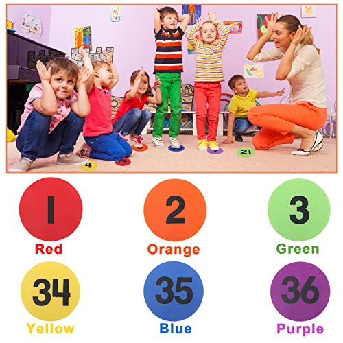 Hoedia 70pcs Carpet Markers Floor Dots Multicolour Spot Marker,Magic Carpet Spots for Classroom Supplies Elementary School Kindergarten Daycare Decoration（26 Letters + 36 Numbers + 8 Stars）