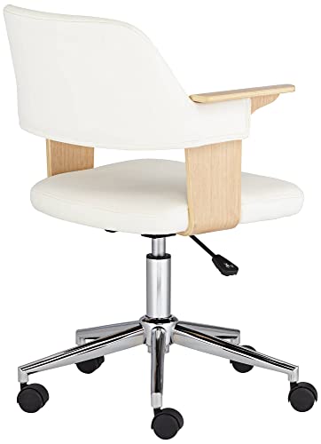 Studio 55D Milano White and Natural Wood Modern Adjustable Swivel Office Chair