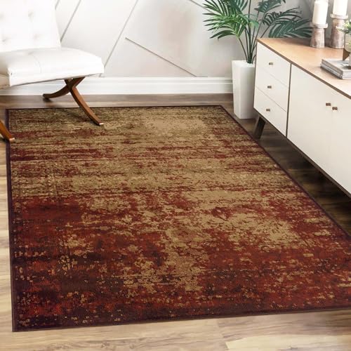 Superior Indoor Area Rug, Jute Backed Modern Abstract Rugs for Living Room, Dining, Kitchen, Office, Bedroom, Hardwood Floor Decor, Afton Collection, Auburn, 6' x 9'