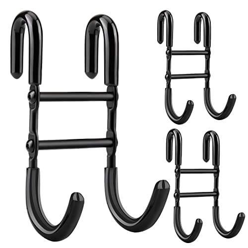 KHWYZH Shower Door Hooks, Towel Hooks for Bathrooms Frameless Glass (3-Pack), Shower Hooks for Loofah, Shower Squeegee Hooks, Black