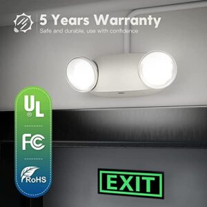 FREELICHT 4 Pack Exit Sign with Emergency Lights, Two LED Adjustable Head Emergency Exit Light with Battery Bundle 4 Pack Emergency Light, Emergency Lights for Business