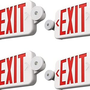 FREELICHT 4 Pack Exit Sign with Emergency Lights, Two LED Adjustable Head Emergency Exit Light with Battery Bundle 4 Pack Emergency Light, Emergency Lights for Business