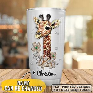 Wassmin Giraffe Tumbler Personalized Giraffes Tumblers Jewelry Drawing Style Stainless Steel Insulated 20oz 30oz Travel Cup Birthday Christmas Gifts For for Animal Lovers Women Girls