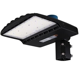 qige 150w led parking lot light, ul-listed 21000lm (140lm/w) led street light with dusk to dawn photocell, 5700k led pole light, commercial shoebox light for outdoor lighting, slip fitter mount.