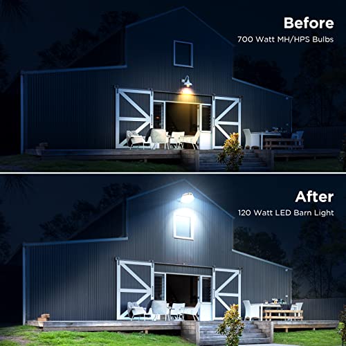 deerdance LED Barn Light, UL Certified 120W Dusk to Dawn Outdoor Lighting with 18000LM 5700K Daylight, IP65 Waterproof Area Street Light for Barns Garage Yard Warehouse Outdoor Security Lighting