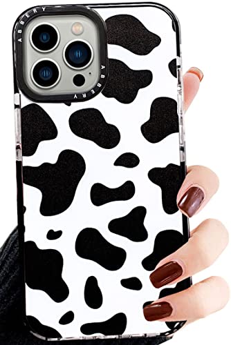 Abbery Designed for iPhone 13 Pro Max Case Cow Print, Clear with Design Cow Pattern Cute Durable Silicone TPU Sturdy Shockproof Protective Woman Girls Aessthetic Transparent Phone Cover