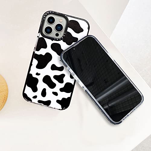 Abbery Designed for iPhone 13 Pro Max Case Cow Print, Clear with Design Cow Pattern Cute Durable Silicone TPU Sturdy Shockproof Protective Woman Girls Aessthetic Transparent Phone Cover