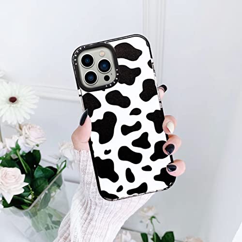 Abbery Designed for iPhone 13 Pro Max Case Cow Print, Clear with Design Cow Pattern Cute Durable Silicone TPU Sturdy Shockproof Protective Woman Girls Aessthetic Transparent Phone Cover