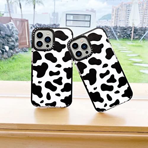 Abbery Designed for iPhone 13 Pro Max Case Cow Print, Clear with Design Cow Pattern Cute Durable Silicone TPU Sturdy Shockproof Protective Woman Girls Aessthetic Transparent Phone Cover