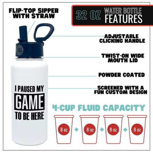 Gamer Gifts - Gifts for Teenage Boys, Girls - Cool Water Bottle with Straw - Funny Gift for Teenager, Tween, Boyfriend, College Guys, Preteens, Tweens, Tech Gamers - Presents for Birthday, Christmas