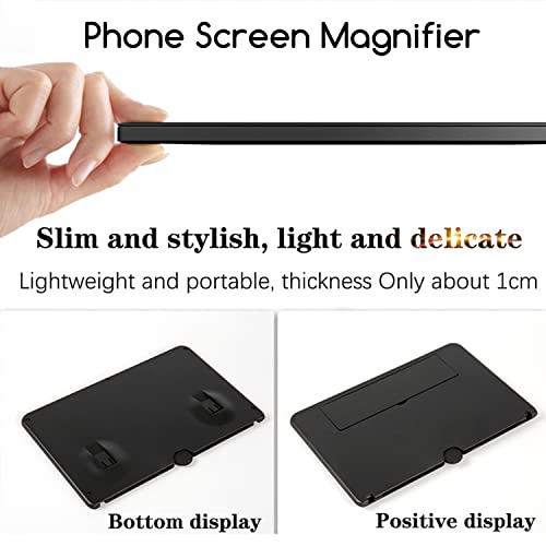 14 Inch Phone Screen Magnifier, Foldable HD Screen Magnifier Stand for Cell Phone, Screen Amplifier Fit for All Smartphone Black