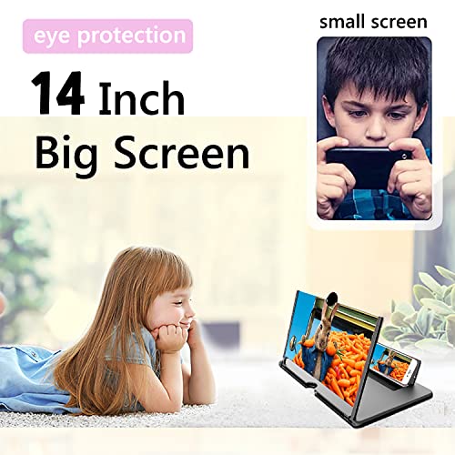 14 Inch Phone Screen Magnifier, Foldable HD Screen Magnifier Stand for Cell Phone, Screen Amplifier Fit for All Smartphone Black