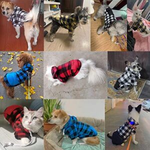 HRTTSY Small Dog Hoodie Soft Warm Fleece Fall Winter Dog Clothes Girl Boy Classic Plaid Puppy Cat Sweaters with Pocket Cute Doggy Hooded Sweatshirts for Small Dogs Chihuahua Outfits(Blue,S)