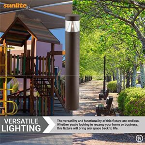 Sunlite 87993 LED 42” Outdoor Commercial Bollard Fixture, Round Landscape Area Light, Adjustable Watts (12/16/22), 3 CCT 3000K-5000K, 2970 Lumens, IP65, Bronze, for Pathways, Entryways & Walkways