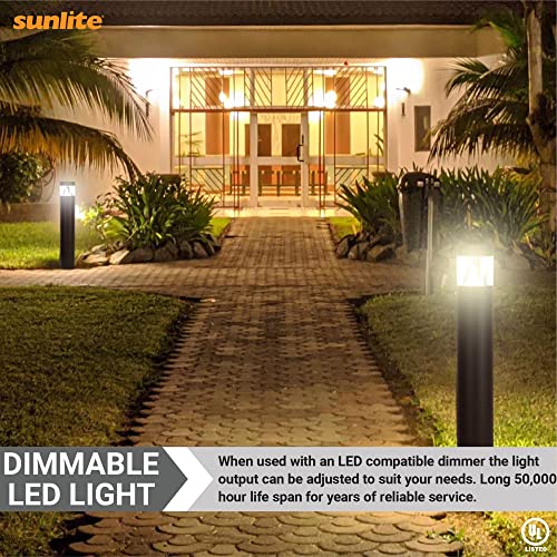 Sunlite 87993 LED 42” Outdoor Commercial Bollard Fixture, Round Landscape Area Light, Adjustable Watts (12/16/22), 3 CCT 3000K-5000K, 2970 Lumens, IP65, Bronze, for Pathways, Entryways & Walkways