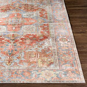 Mark&Day Washable Area Rugs, 8x10 Oak Forest Traditional Burnt Orange Area Rug, Orange/Beige Carpet for Living Room, Bedroom or Kitchen (7'6" x 9'6", Machine Washable)