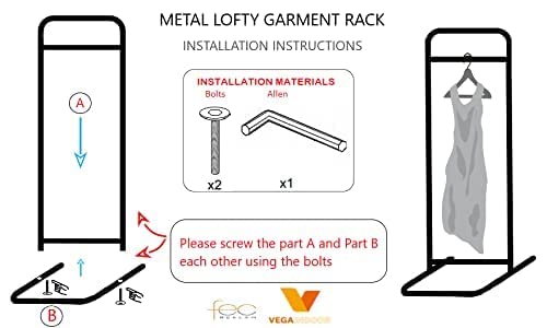 Lofty Garment Rack,Clothing Racks For Hanging Clothes,Metal Strong Heavy Duty Hanging Clothes Rack for Small Spaces and Rooms,Metal Garment racks ,Pipe Clothing Rack,Portable Clothes Rail,Gold