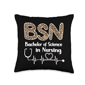 cute bsn nurse graduation gifts bsn bachelor of science in nursing student graduation throw pillow, 16x16, multicolor