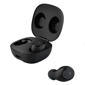 motorola moto buds charge - true wireless bluetooth earbuds with microphone - lightweight, ipx5 water resistant, touch-control - comfort fit and clear sound - includes micro charging case - black