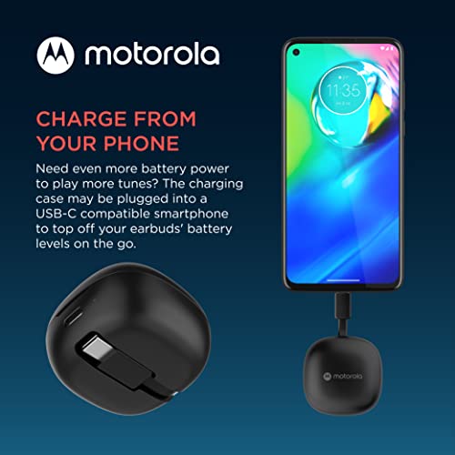 Motorola Moto Buds Charge - True Wireless Bluetooth Earbuds with Microphone - Lightweight, IPX5 Water Resistant, Touch-Control - Comfort Fit and Clear Sound - Includes Micro Charging Case - Black