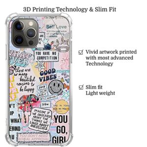 Elifi Edeal Inspirational Quote Collage Case for iPhone 12 Pro Max, Cute Beige Creative Dreamy Wall Cover for Girls Boys Women Men, Unique Trendy TPU Bumper Cover Case for iPhone 12 Pro Max