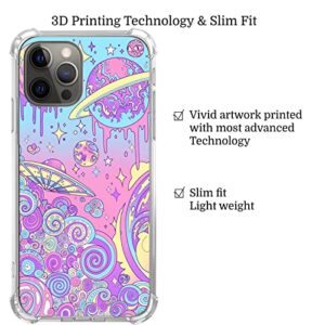 Elifi Edeal Psychedelic Trippy Phone Case Alien Art Visuals Colours Cover for iPhone 13 Pro, Abstract Hippie Aesthetic Girls Boys Women Men, Trendy TPU Bumper Pro