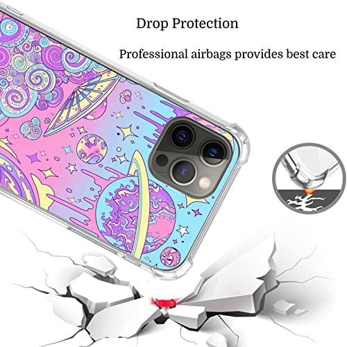 Elifi Edeal Psychedelic Trippy Phone Case Alien Art Visuals Colours Cover for iPhone 13 Pro, Abstract Hippie Aesthetic Girls Boys Women Men, Trendy TPU Bumper Pro